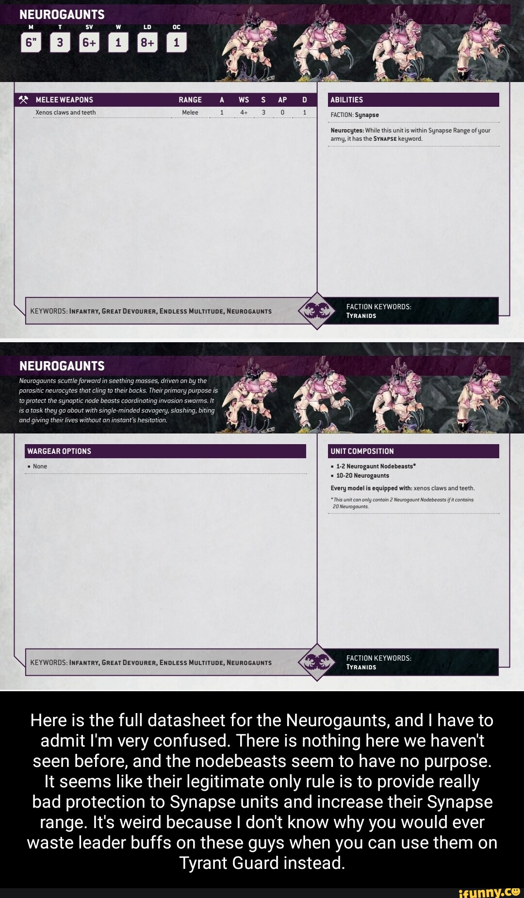 NEUROGAUNTS Xenos claws and teeth FACTION: Synapse ABILITIES Neurocytes ...